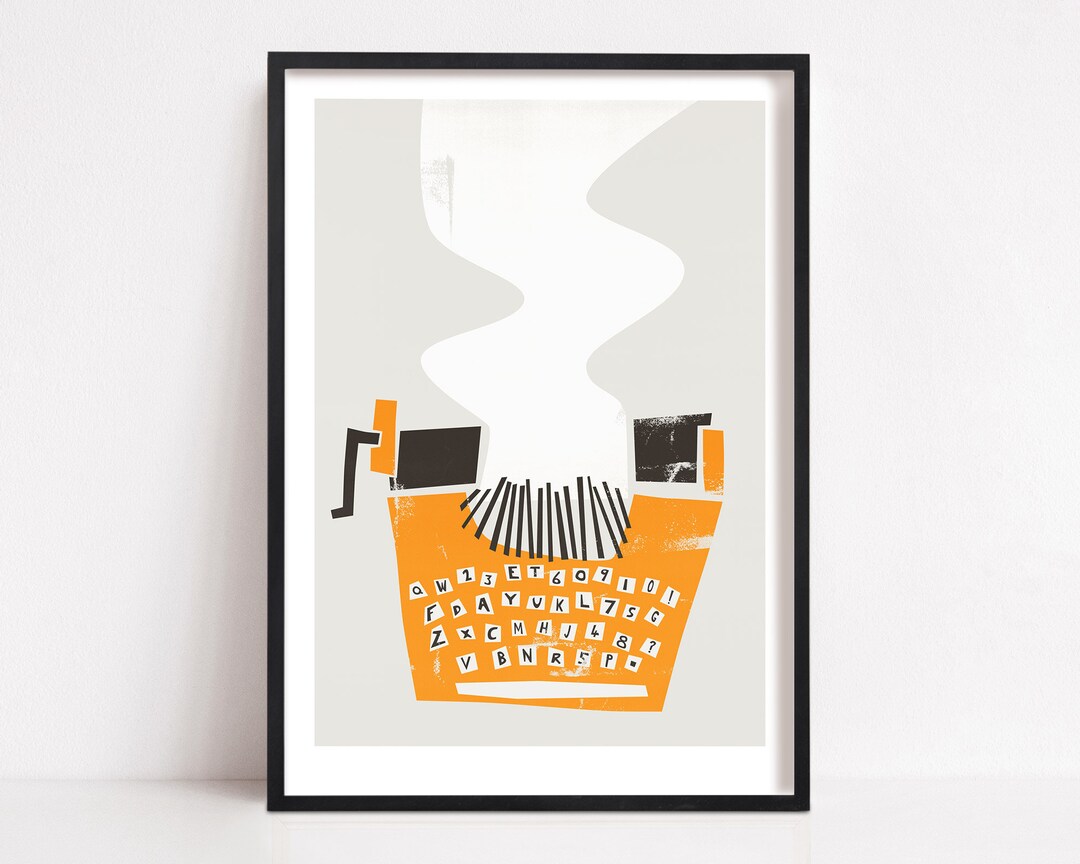 Retro Typewriter Print, Art Gift for Writers, Home Office Decor, Mid ...