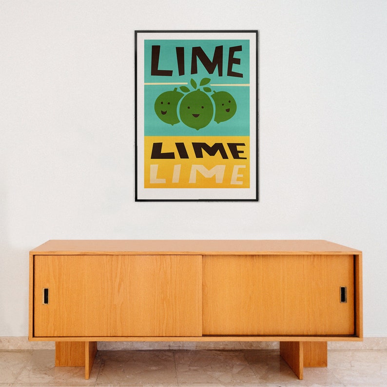 Lime Print Retro Kitchen Poster Mid Century Art Gift for | Etsy