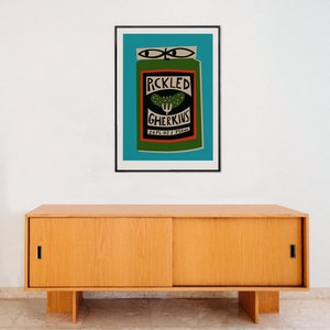 Gherkins Food Art Print: Blue Kitchen Decor - Etsy