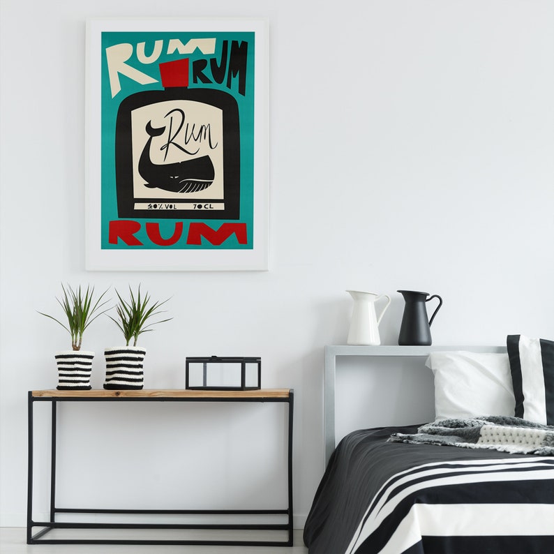 Rum Poster Alcohol Sign Mid Century Print Retro Art Foodie - Etsy UK