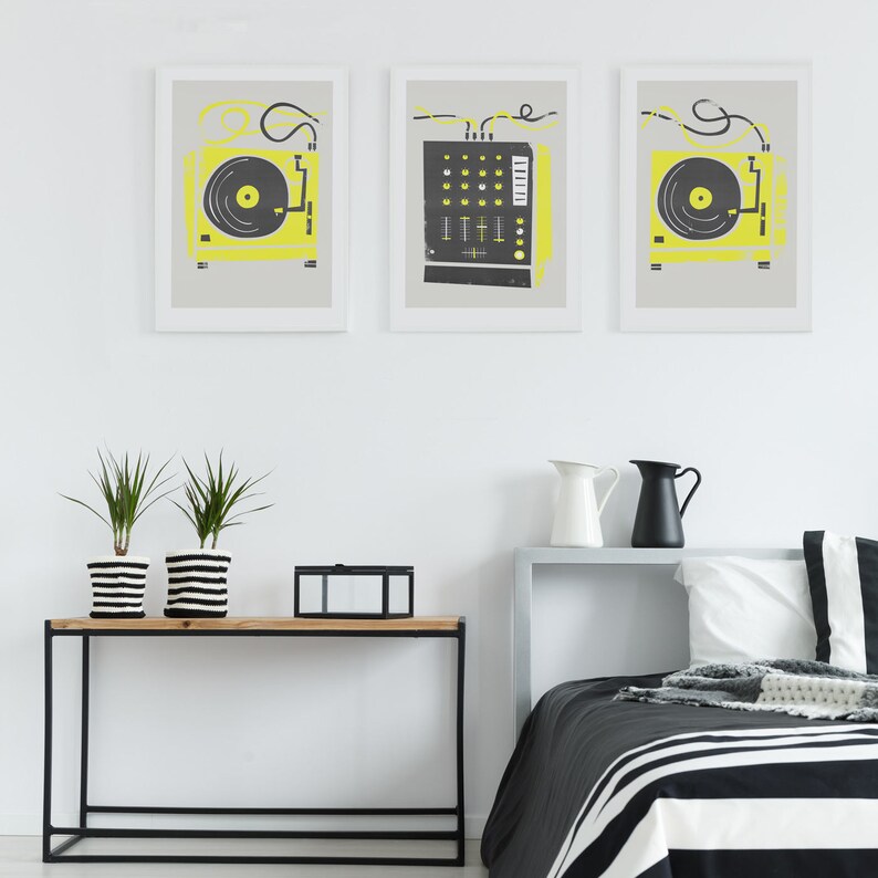 Set of 3 DJ Prints Techno House Music Art EDM Poster Vinyl - Etsy