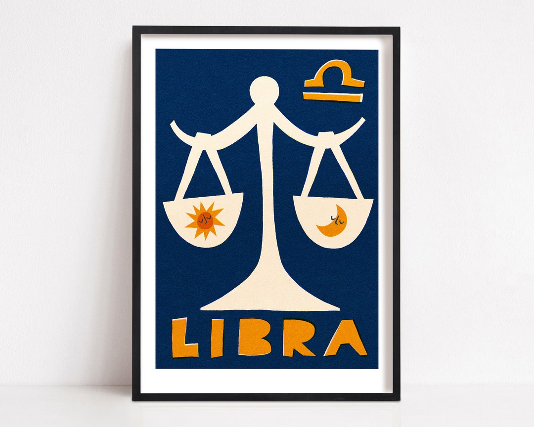 Libra Star Sign Print, Indie Room Decor, Zodiac Sign Wall Art ...