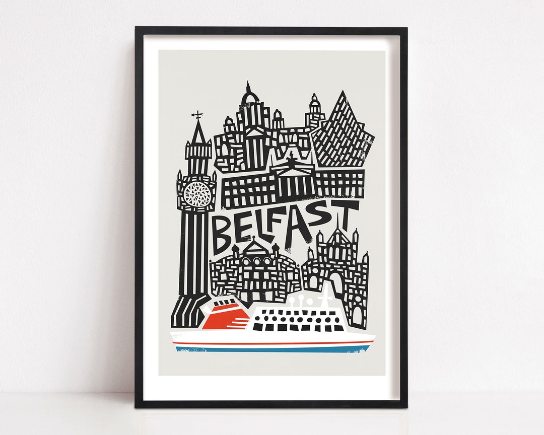 Belfast Print, Northern Ireland Wall Art, Mid Century Travel Poster ...