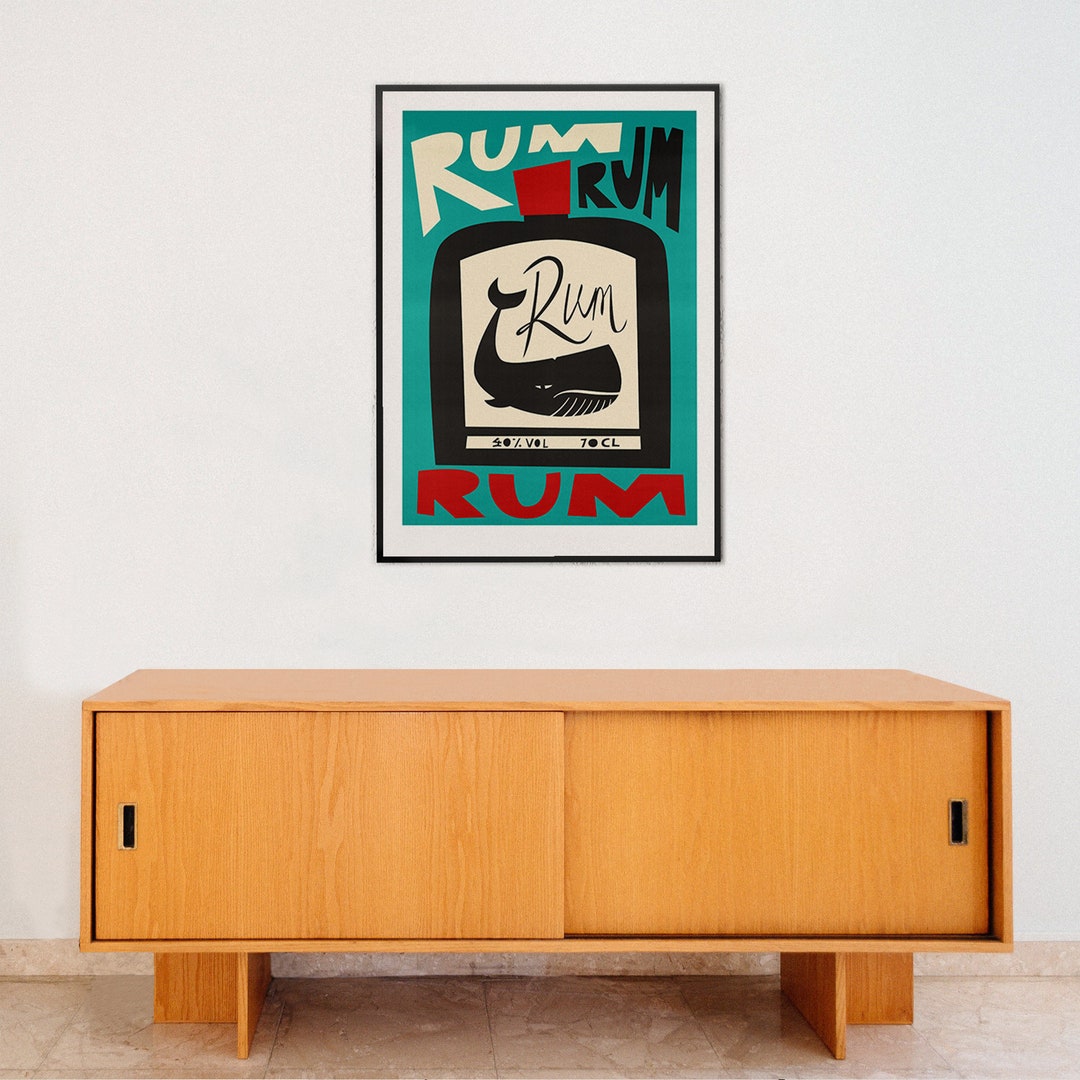 Rum Poster Alcohol Sign Mid Century Print Retro Art Foodie - Etsy