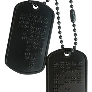Personalised Black Special Forces US Military Dog Tags. PVD/DLC Hard ...