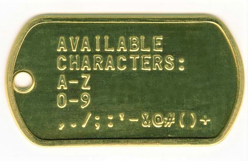 Solid Cartridge Brass US Army Dog ID Tag Set, Personalised & Embossed ...