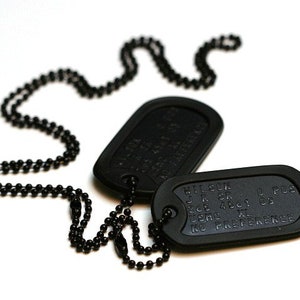 Personalised Special Forces Black US Military Dog Tag Set, Anodised ...