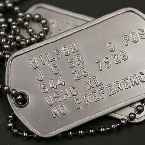Stainless Steel US Army Dog Tag ID Set, Personalised & Embossed With ...