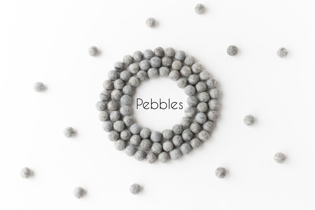 Pebbles Grey Wool Felt Balls - 2.5cm Felt Pom Poms - 25mm Wool Balls ...