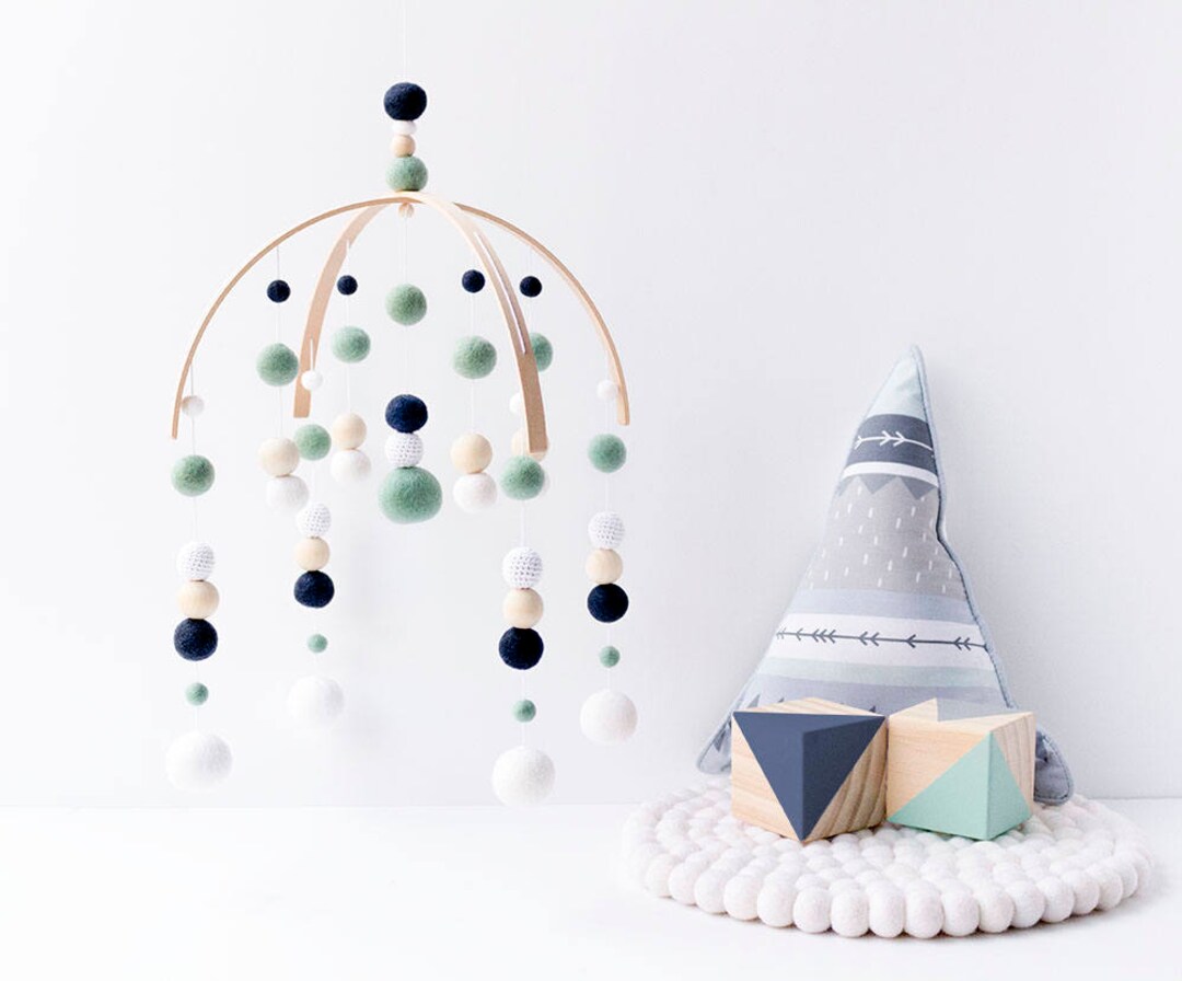 Mint and Navy Blue Baby Boy Mobile Baby Mobile Boy Boy Nursery Mobile ...
