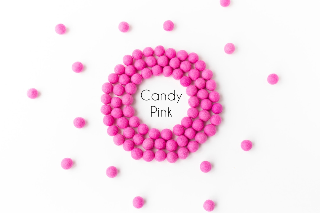 Candy Pink Wool Felt Balls - 2.5cm Felt Pom Poms - 25mm Wool Balls ...