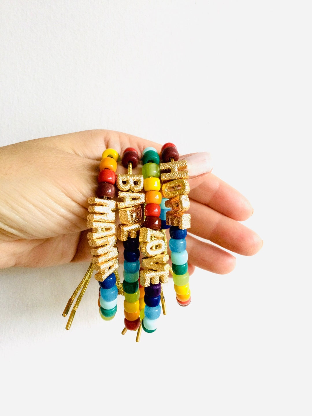 Rainbow Beaded Adjustable Bracelets. - Etsy