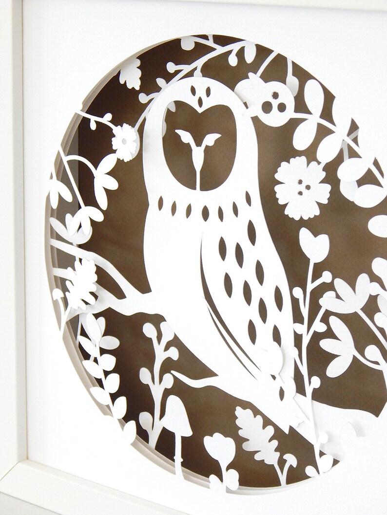 Owl Paper Cut White Owl Art Owl T Owl Shadow Box Owl Etsy