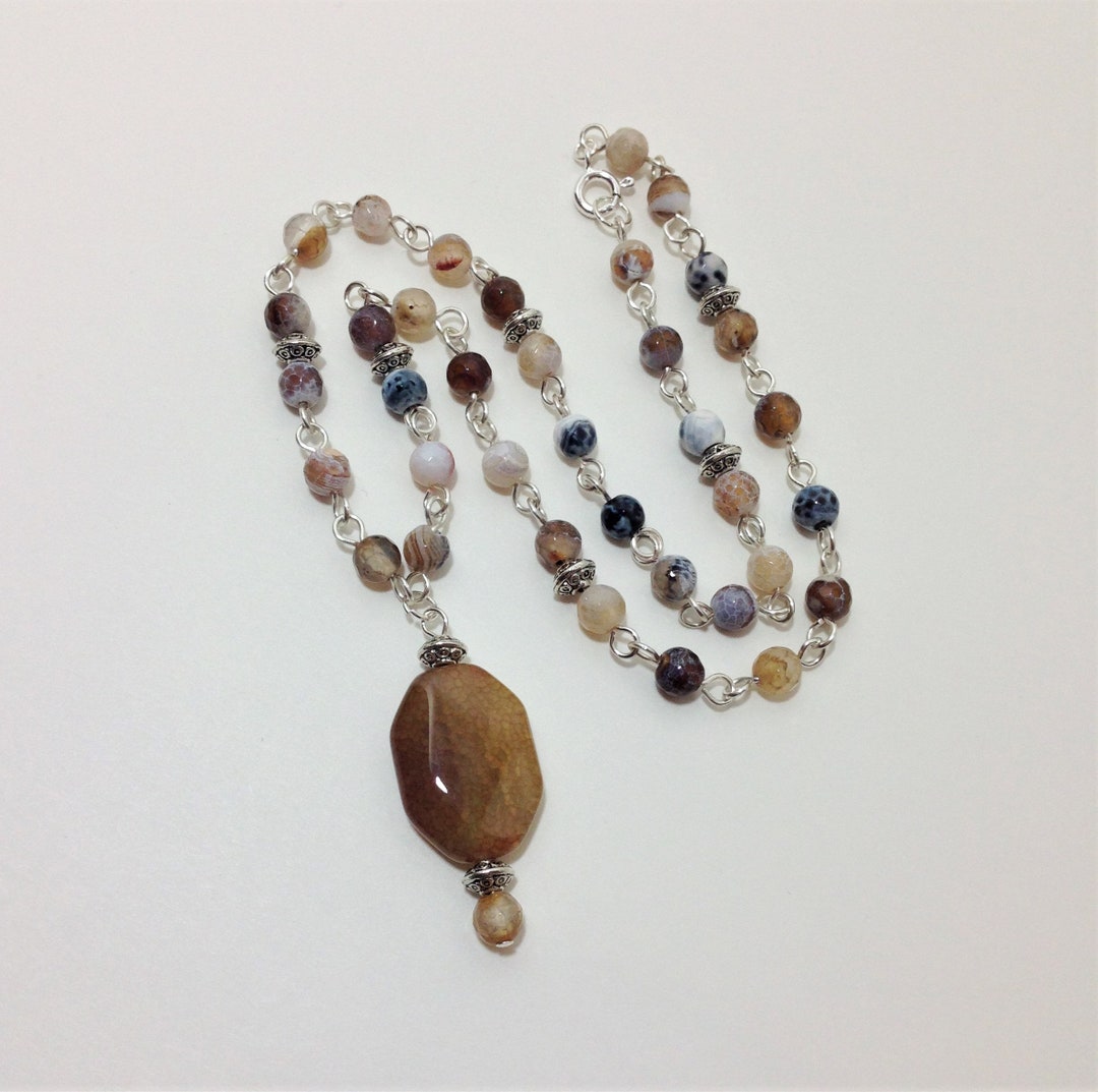 Semi-precious Agate Natural Tones Tan Cream Gray Brown - Etsy