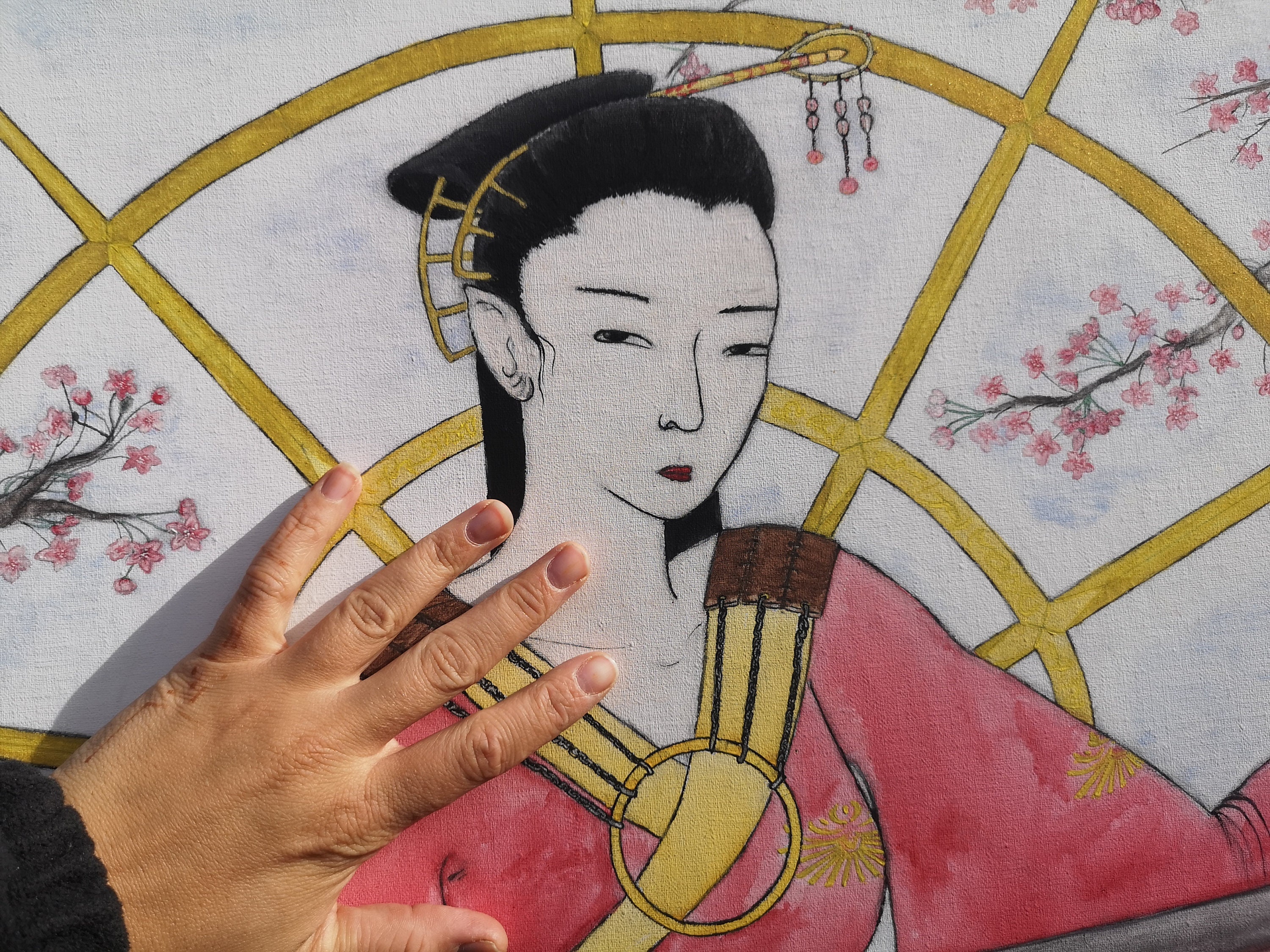 Amaterasu O Mi Kami : XL Large Painting, Ink on Canvas, 35.03 X 45.67 ...