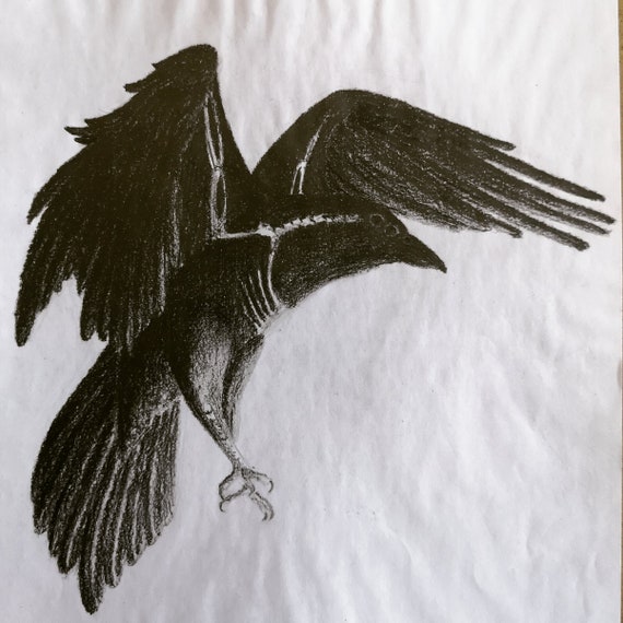 Ghost ghost raven made with graphit pen interior decoration | Etsy