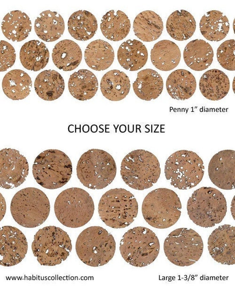 1-3/8" Large Cork Mosaic Tile for Floors, Bathroom, Kitchen. 100% ...