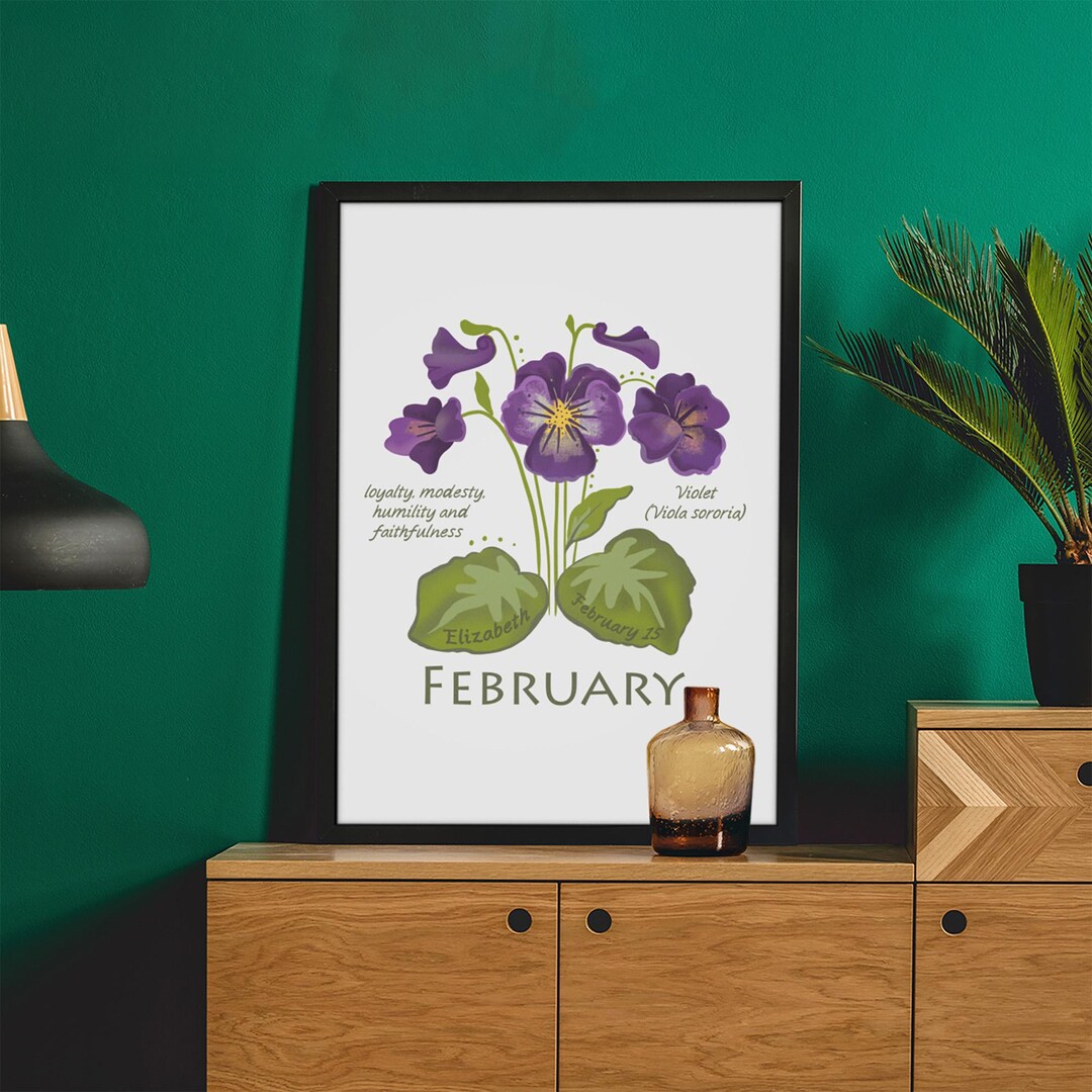 Custom February Birth Flower Print With Frame. Personalize Floral ...