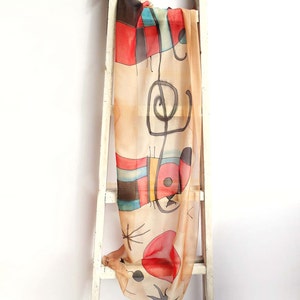 Joan Miro Scarf. Hand Painted Shawl Wrap With Abstract Design. Artistic ...