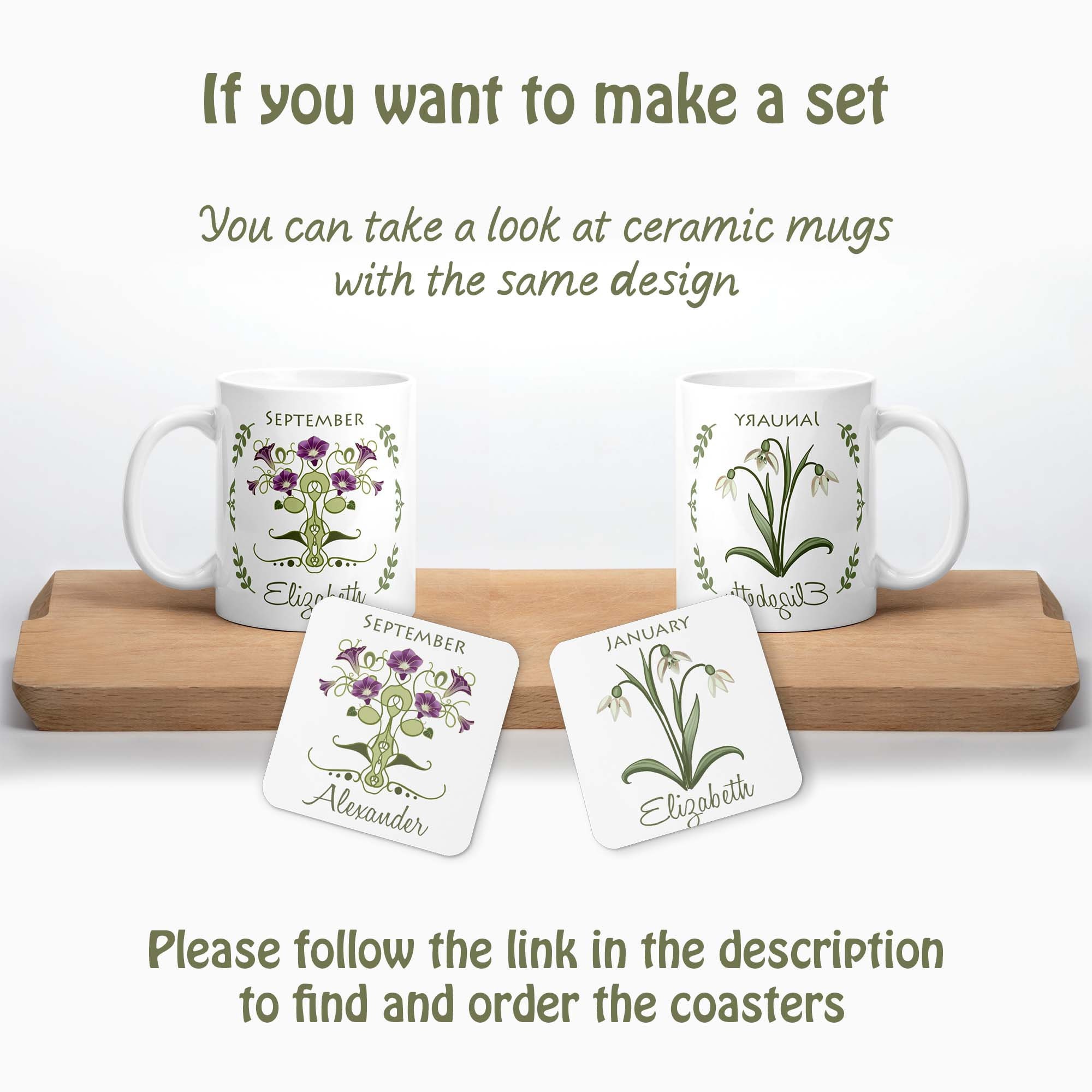 Personalized Birth Flower Coaster. Moms Garden Coaster. Custom Name ...