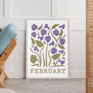 Custom February Birth Flower Print With Frame. Personalize Floral ...