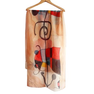 Joan Miro Scarf. Hand Painted Shawl Wrap With Abstract Design. Artistic ...