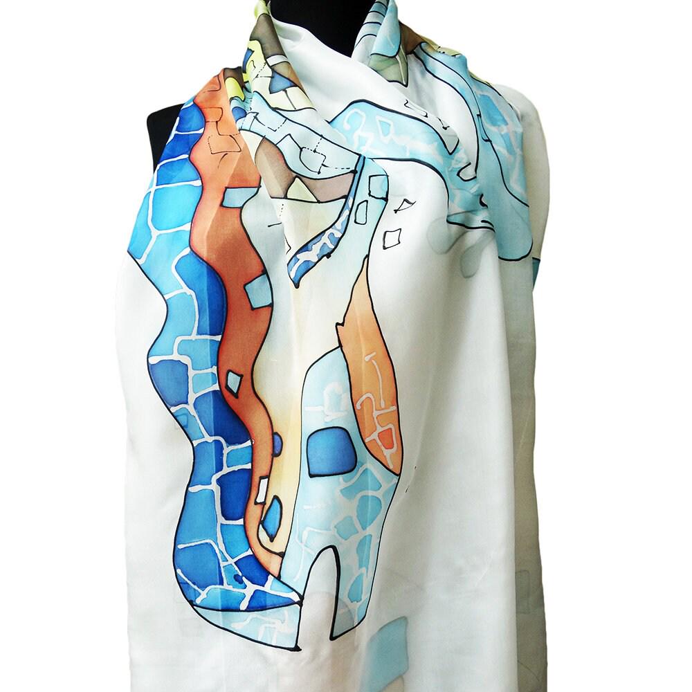 Gaudi's Salamander Scarf. Hand Painted Silk Scarf With Lizard. Famous ...