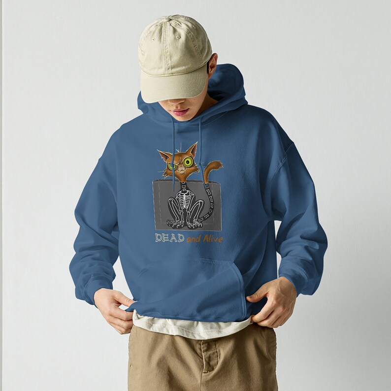 Schrodinger's Cat Hoodie Dead and Alive Cat Sweatshirt Funny Cat Design ...