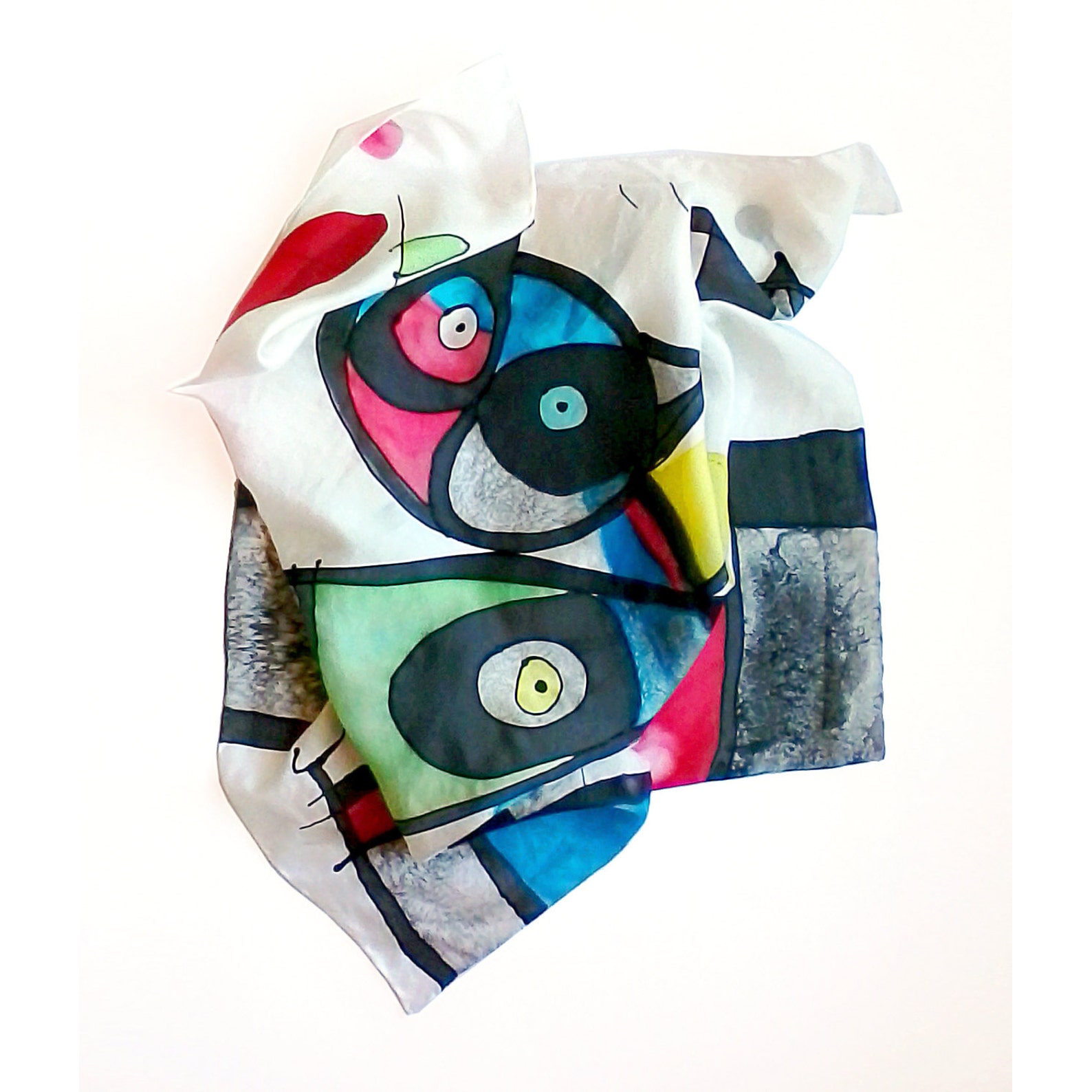 Joan Miro Silk Scarf. Hand Painted Square Silk Scarf With Famous Art ...