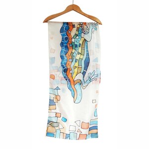 Gaudi's Salamander Scarf. Hand Painted Silk Scarf With Lizard. Famous ...