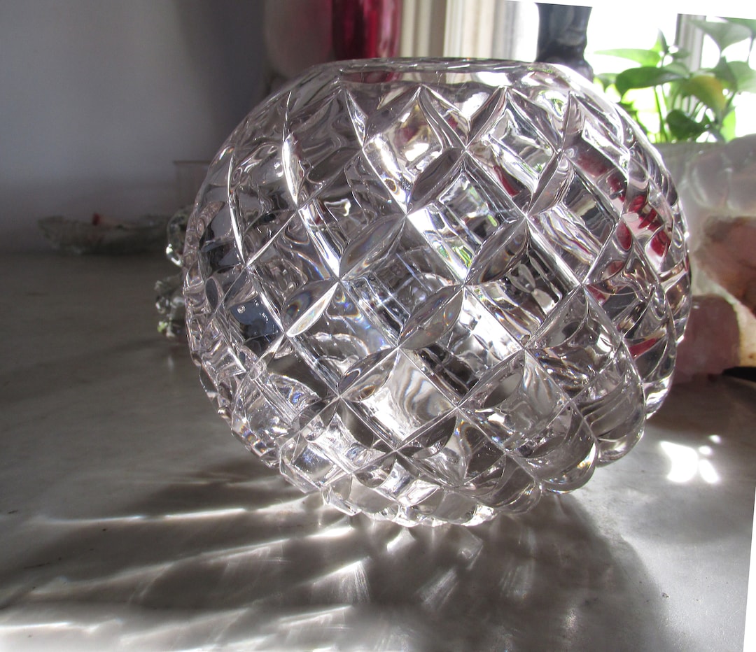 Antique EAPG Diamond Point Quilt Pattern Glass Rose Bowl - Etsy