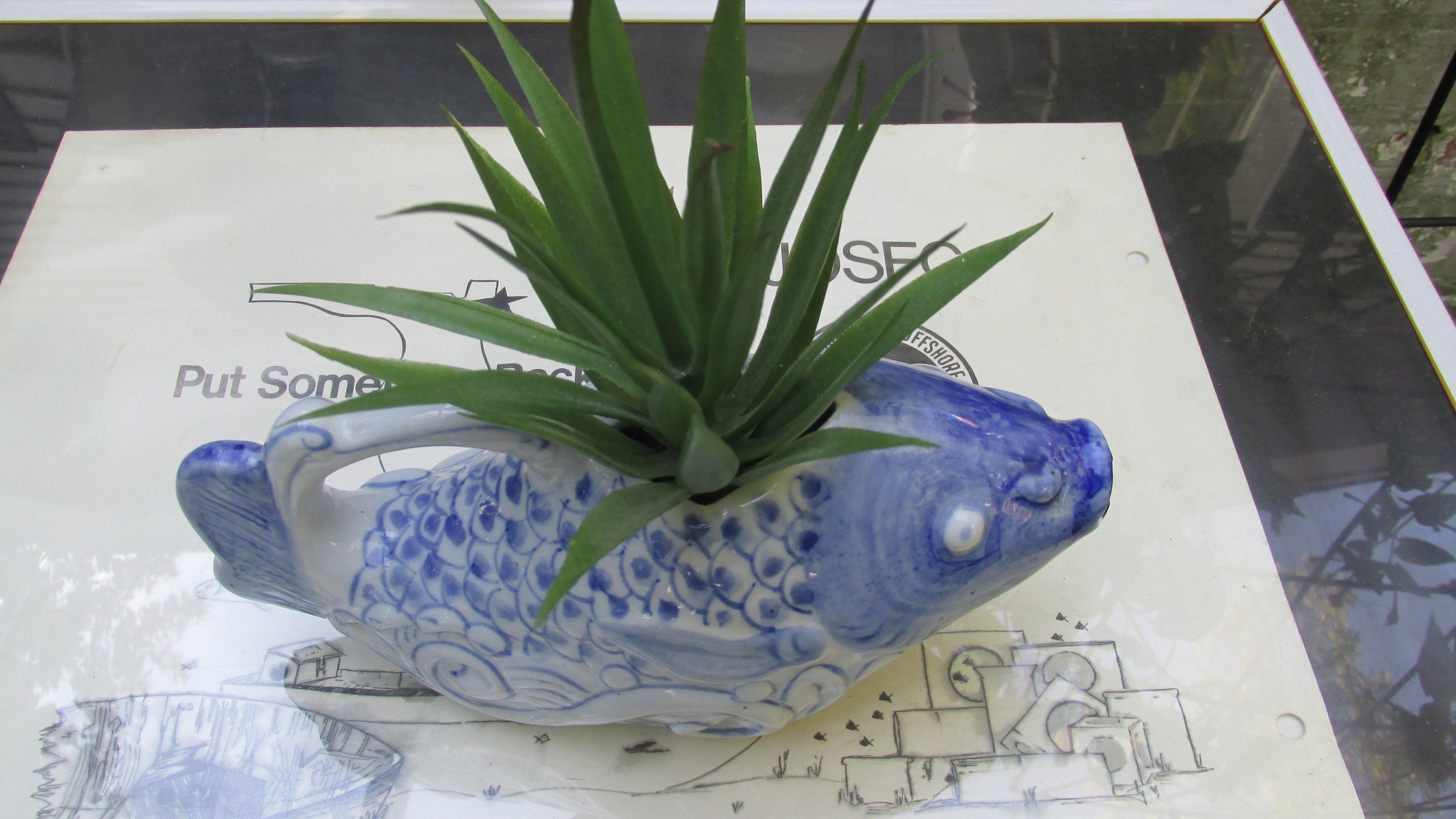 Blue & White Porcelain Ceramic Fish Vase - Etsy