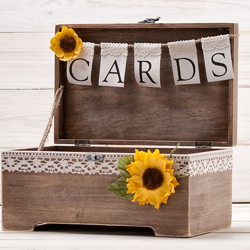Sunflower Card Box Fall Wedding Wishes Box Money Gift Box - Etsy