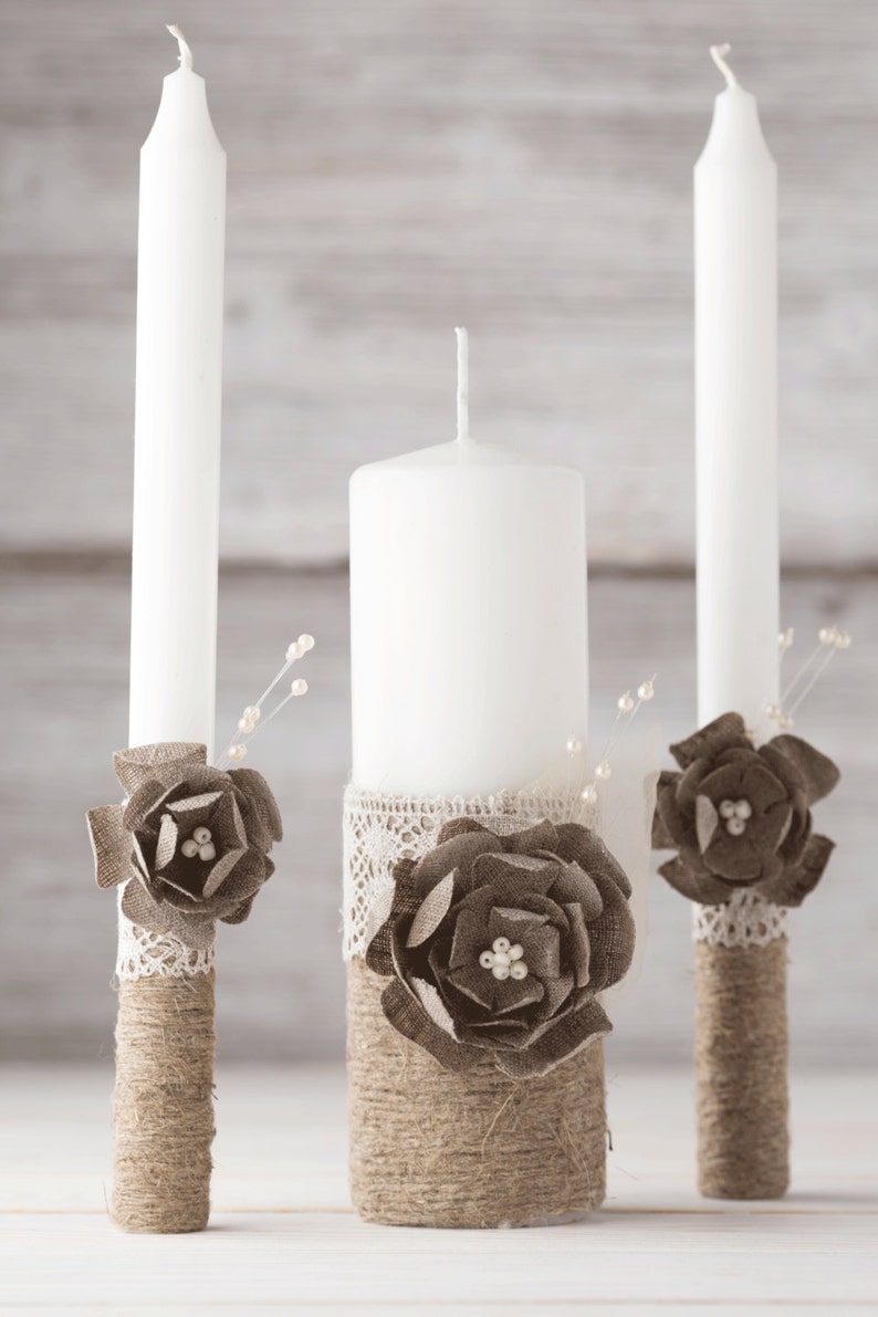 Unity Candle Set for Wedding Ceremony Rustic Candle - Etsy