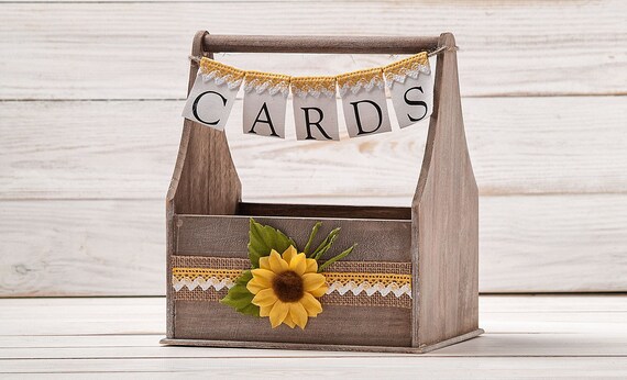 Small Sunflower Cards Box Rustic Wedding Card Box Advice - Etsy