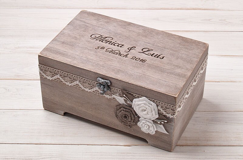 Personalized Rustic Wedding Card Box Holder With Cards Banner - Etsy