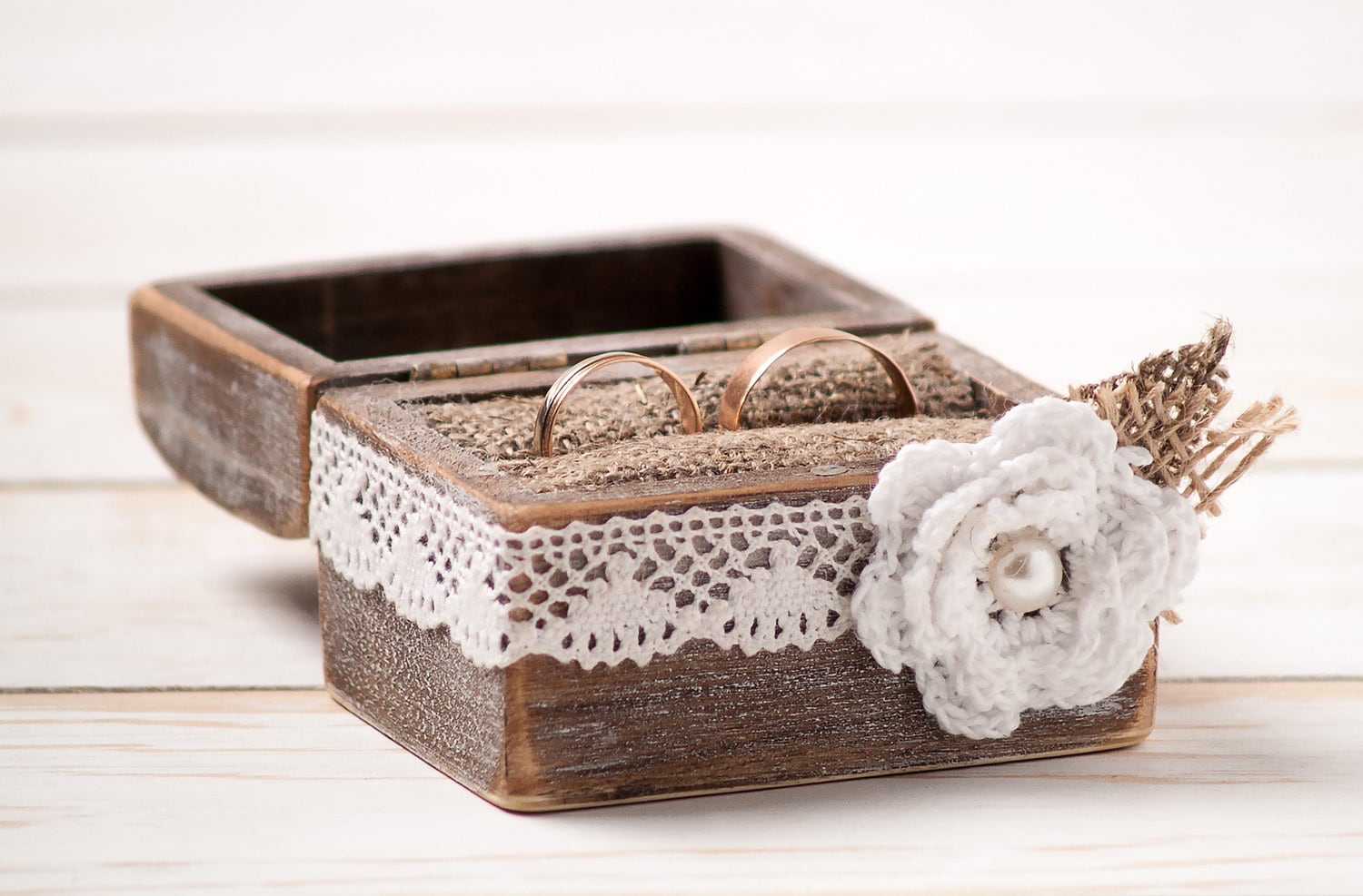 Wedding Ring Box Rustic Ring Bearer Box With Pillow for - Etsy