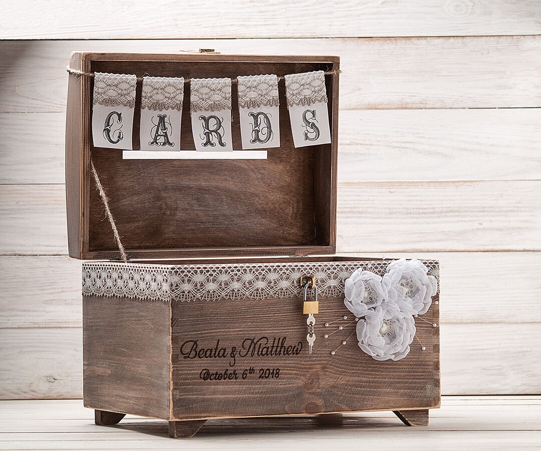 Wedding Card Holder Personalized Card Box With Lock Memory Money Box ...