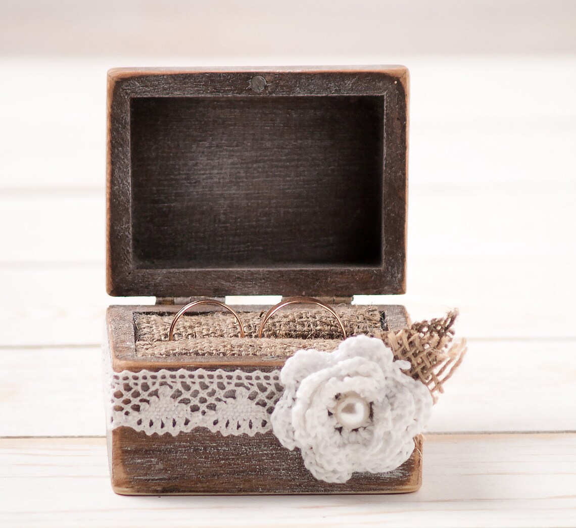 Wedding Ring Box Rustic Ring Bearer Box With Pillow for - Etsy