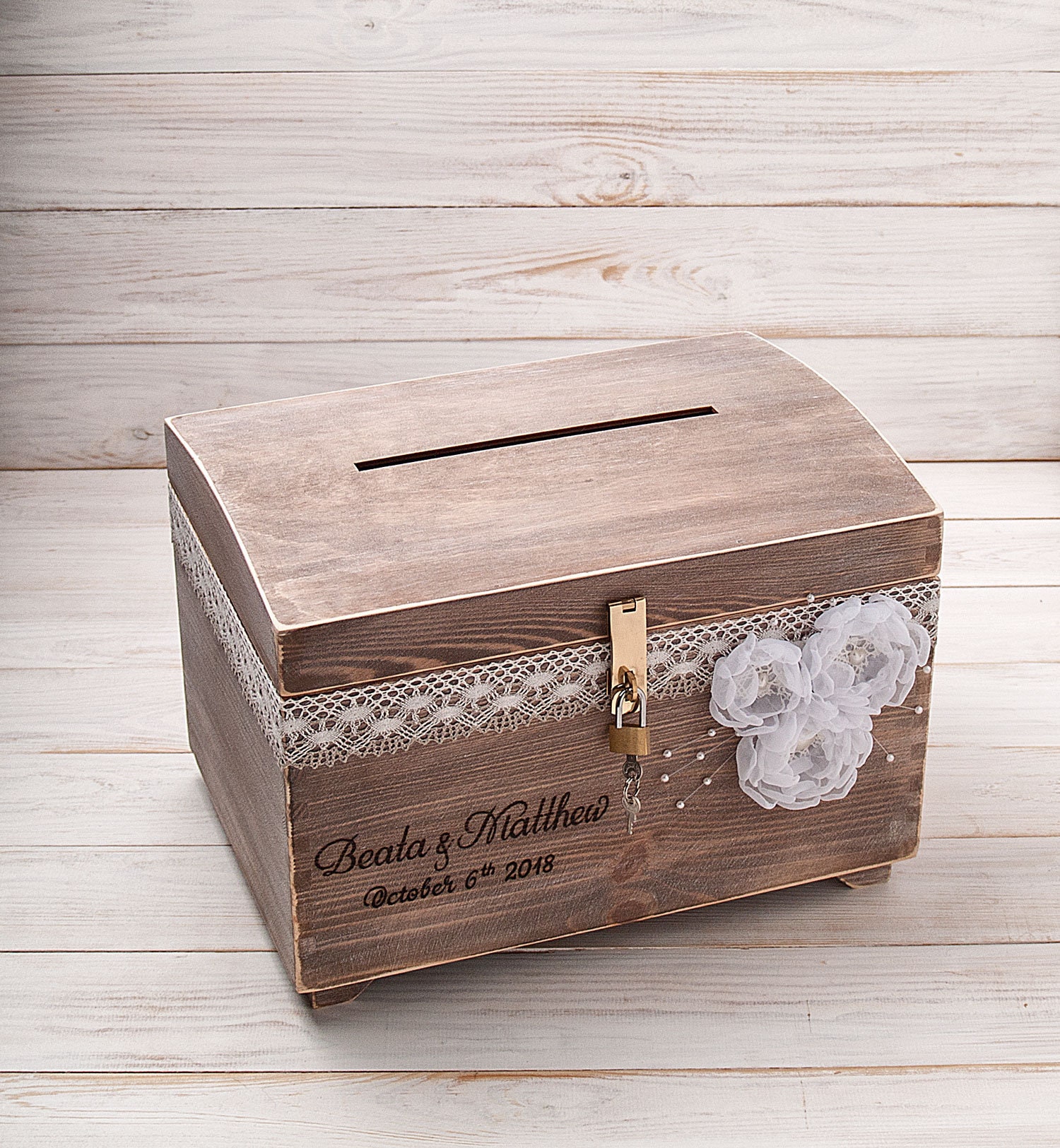 Wedding Card Holder Personalized Card Box With Lock Memory | Etsy