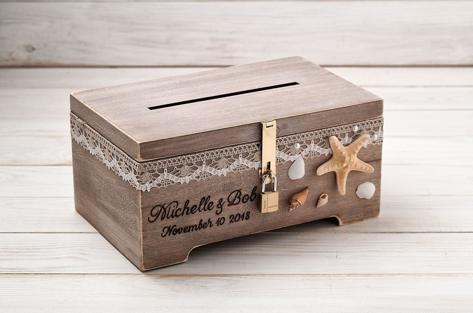 Beach Wedding Box Nautical Theme Card Box With Slot - Etsy