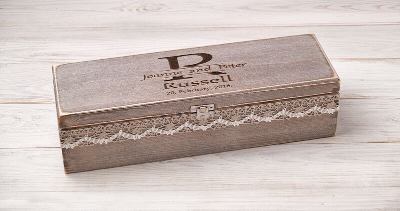 Personalized Engraved Wedding Wine Box With Lock, Unity Ceremony Wine ...