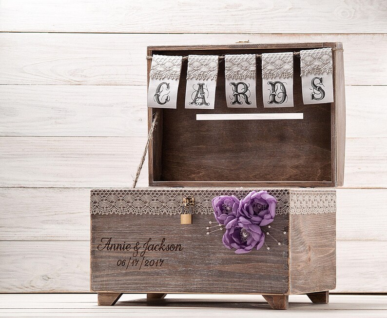 Large Card Box for Wedding With a Lock Key Slot Personalized - Etsy