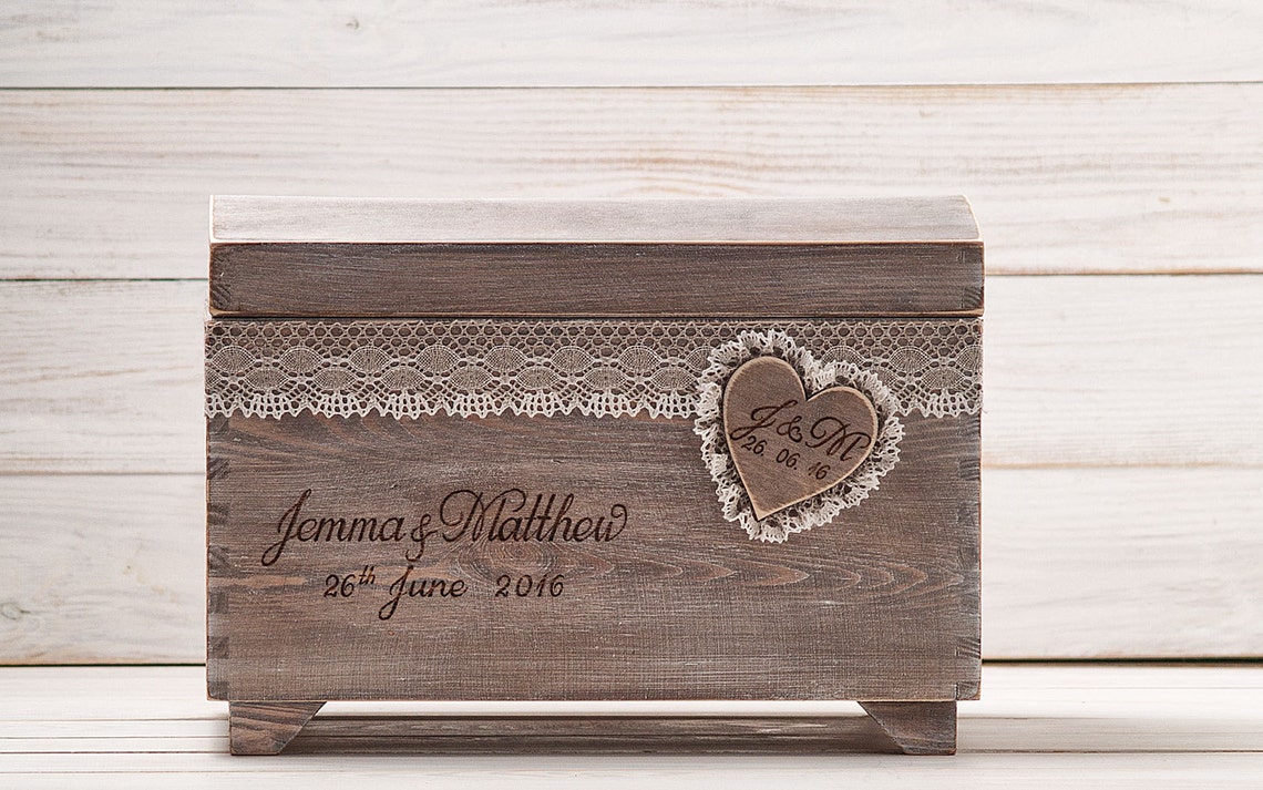 Rustic Wooden Wedding Card Chest With Slot Personalized - Etsy