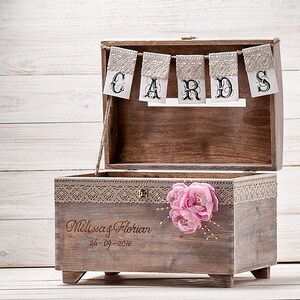 Card Box for Wedding With a Lock Key Slot Personalized Box Card Holder ...