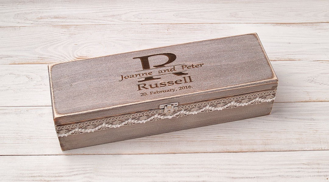 Personalized Engraved Wedding Wine Box With Lock, Unity Ceremony Wine ...