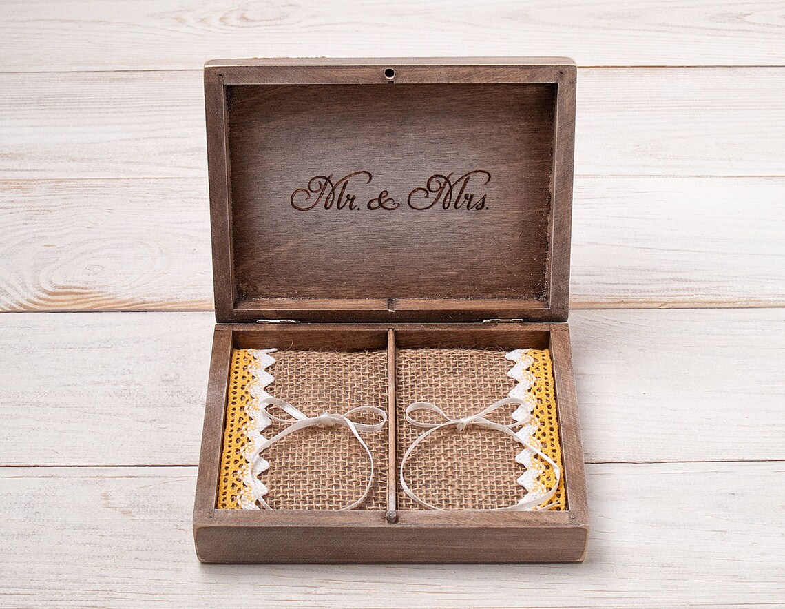 Sunflower Rustic Ring Bearer Box Wedding Ring Box for Country - Etsy