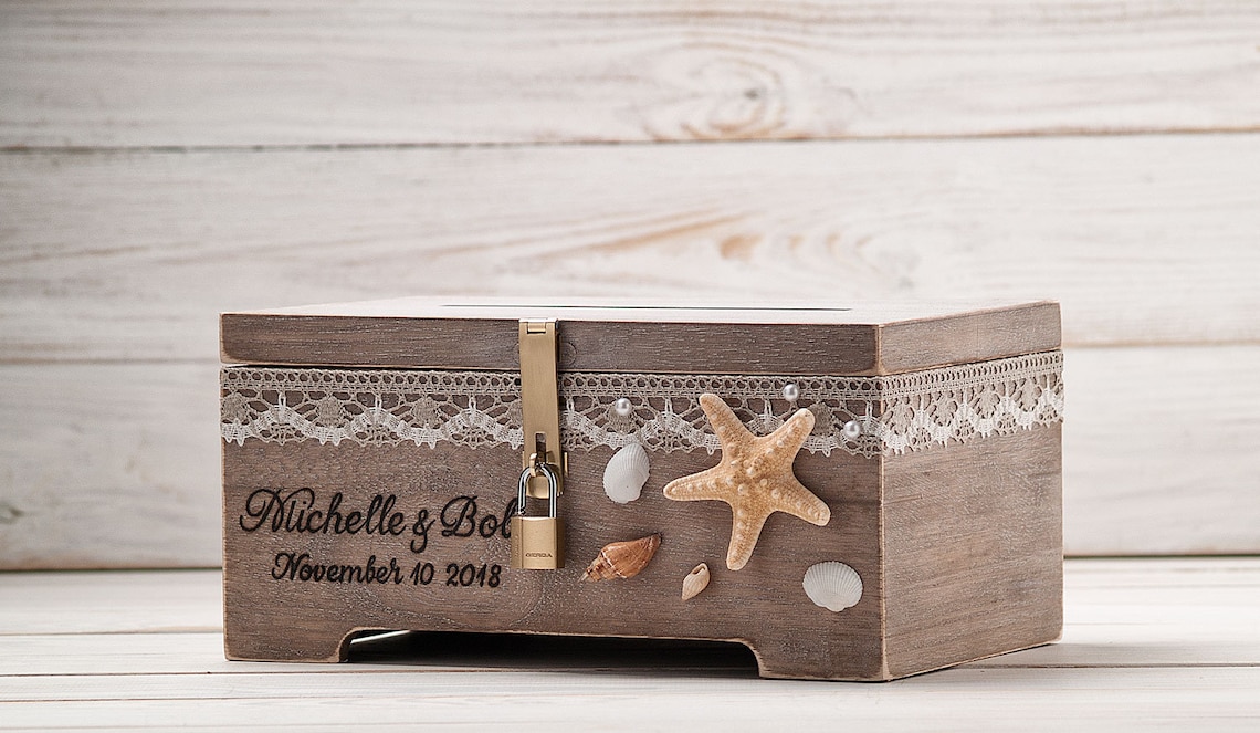 Beach Wedding Box Nautical Theme Card Box With Slot | Etsy