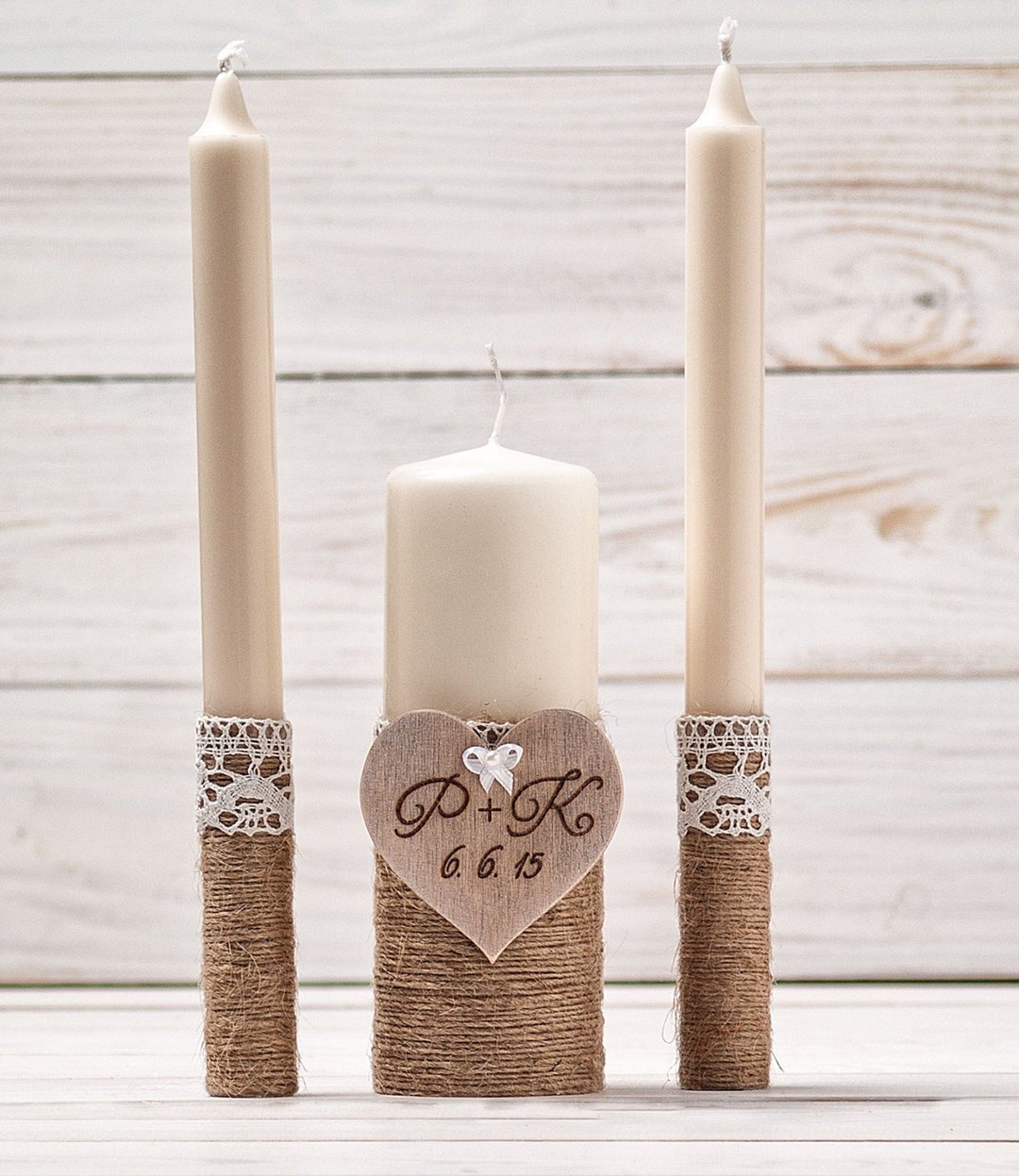 Personalized Ivory Wedding Unity Candle Set, Custom Unity Ceremony ...
