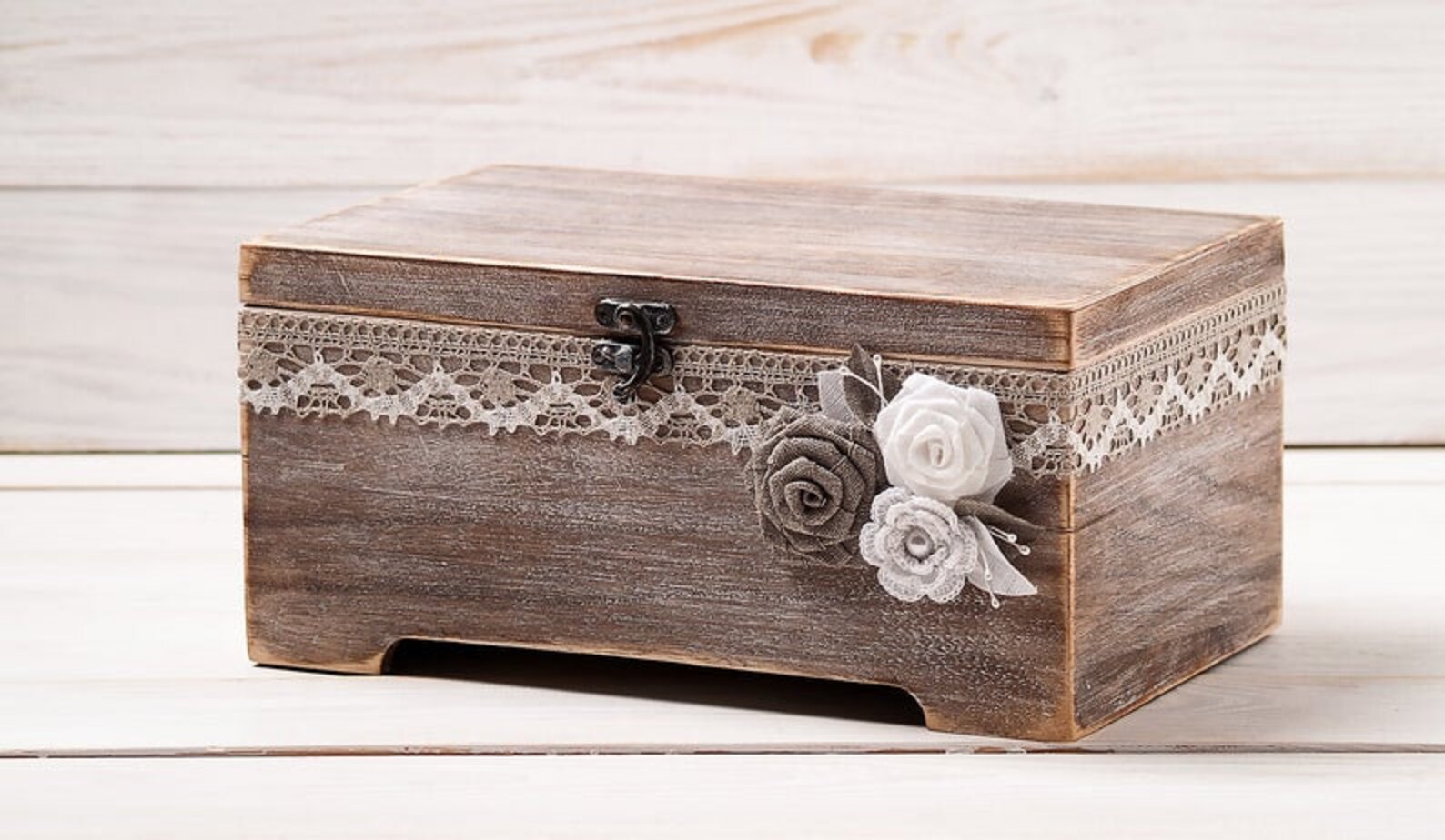 Rustic Wedding Card Box Holder With Burlap and Lace Cards Banner ...